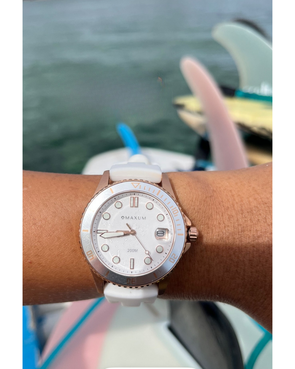 Liberty Rose-gold Set - Includes Rose Analogue Date Watch and White Si ...